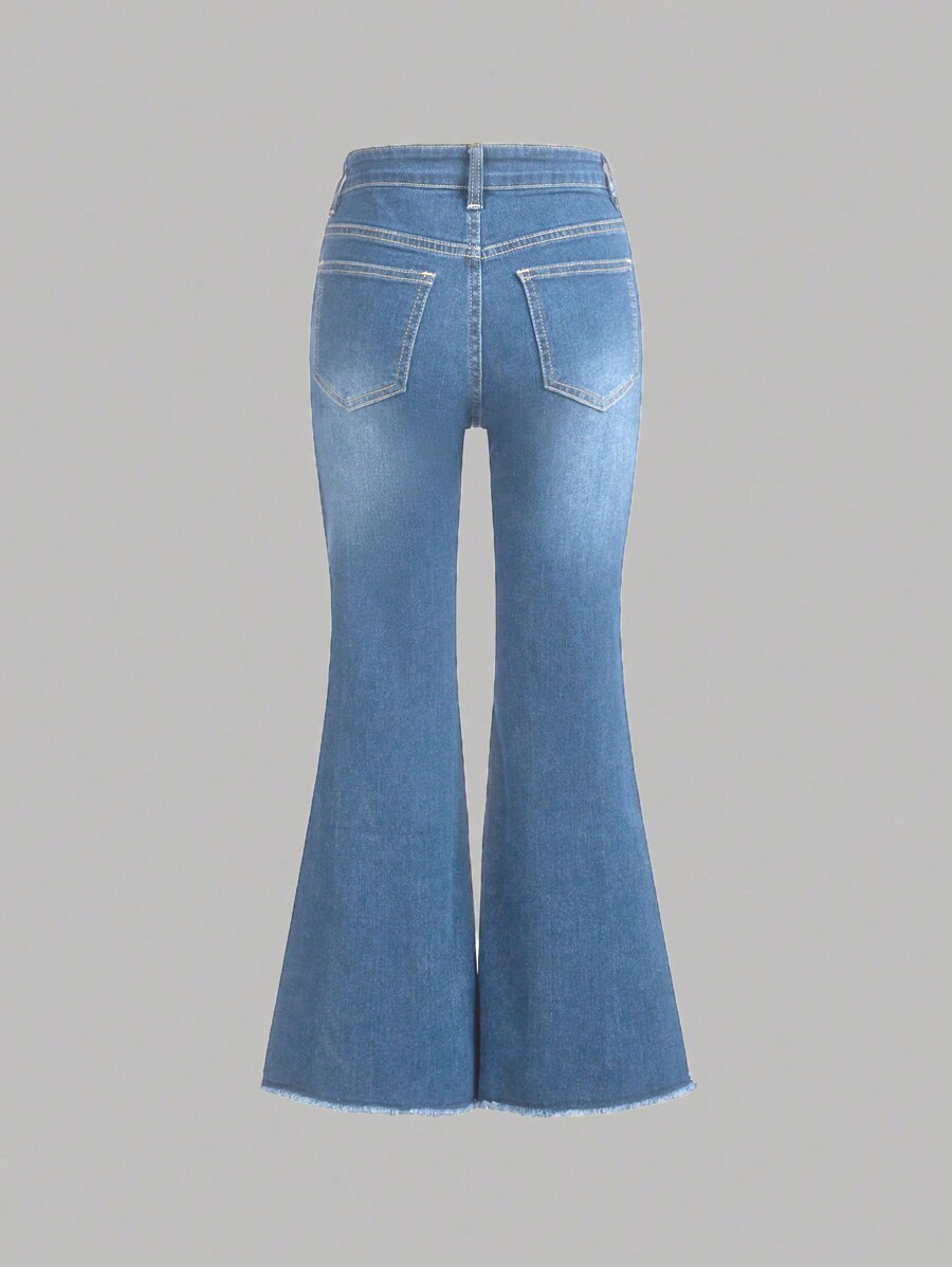 Girls' Flared Jeans With Washed Effect | SHEIN USA