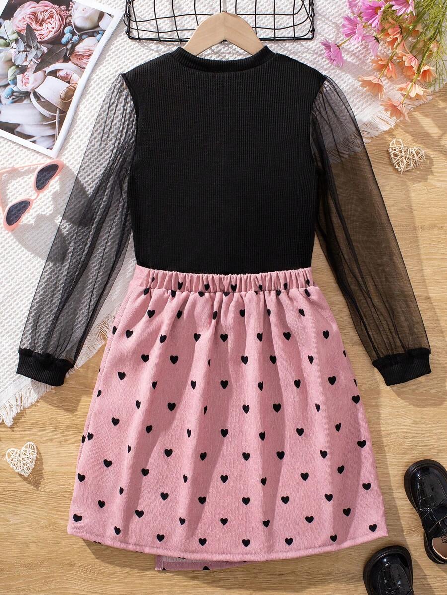 SHEIN Kids KDOMO Conjunto De Falda Con Estampado De Corazones Y ...
