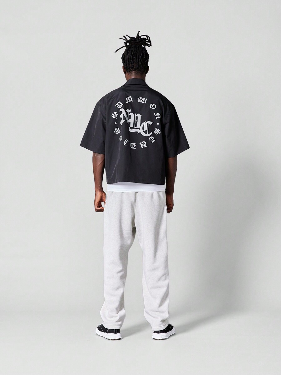 SUMWON Chemise ample en nylon avec imprimé graphique avant et arrière ...