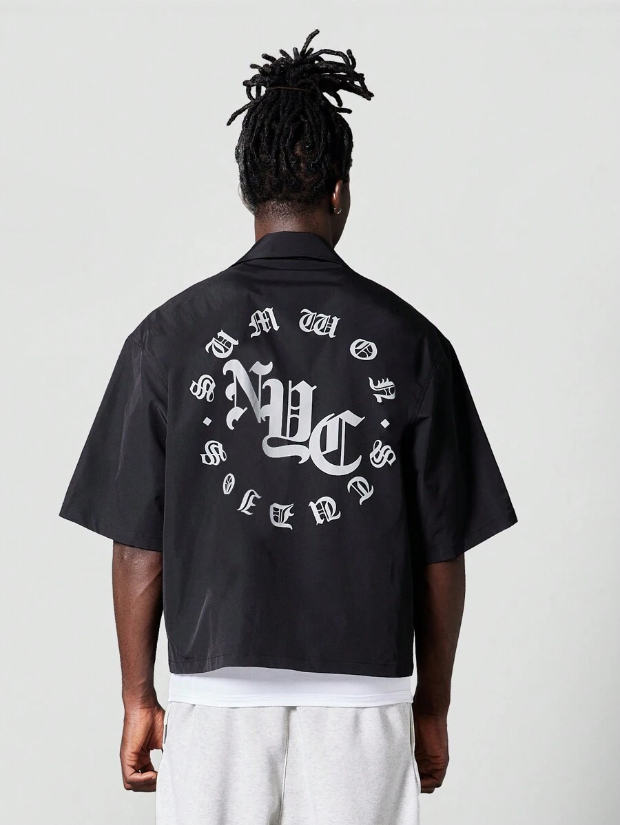 SUMWON Camisa de Nylon com Caimento Retangular com Estampa Frontal e ...