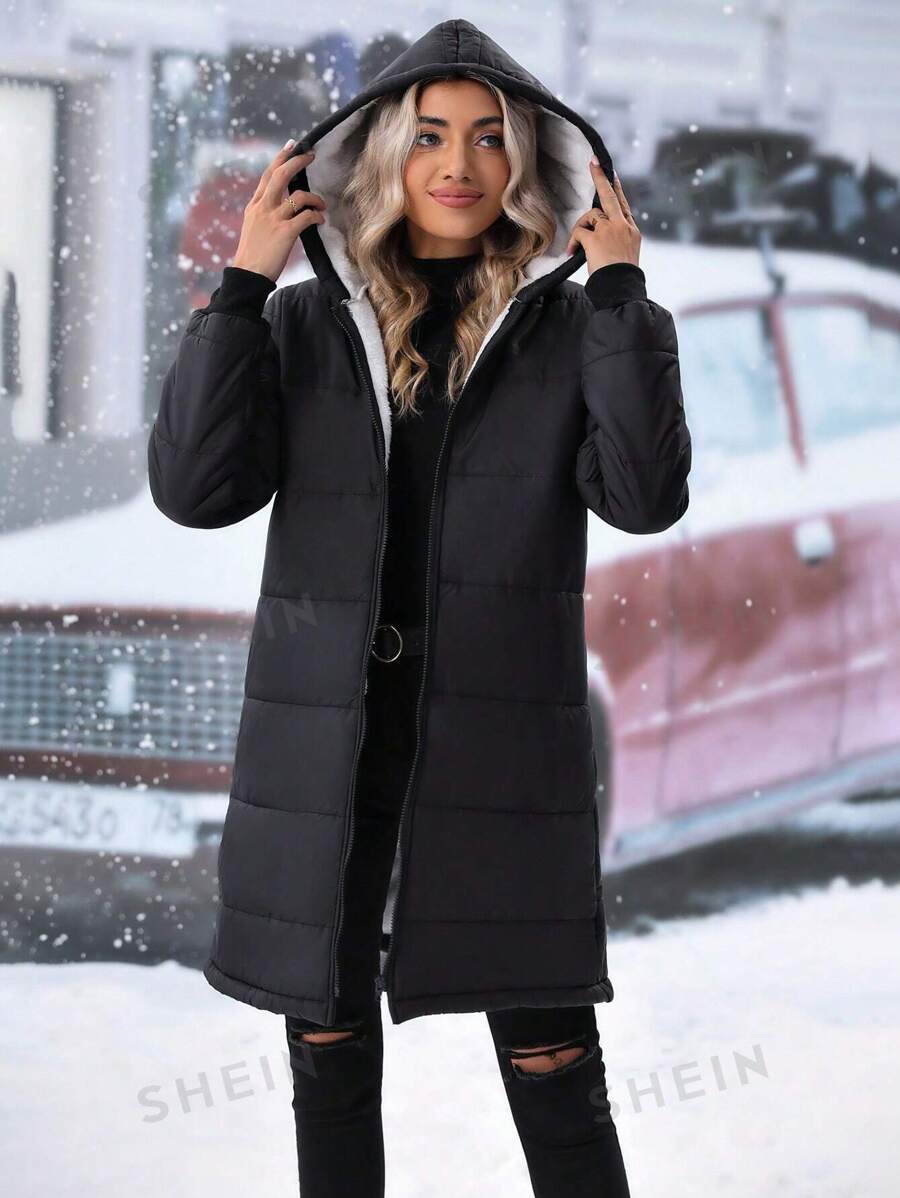 SHEIN LUNE Zip Up Hooded Padded Coat For Winter | SHEIN South Africa