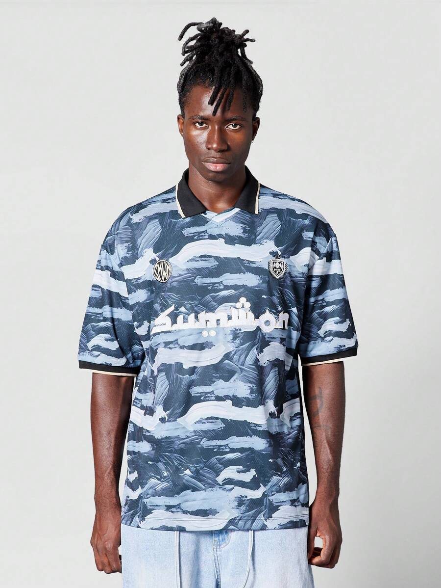 SUMWON Oversized Fit Football Tee With Front Logo | SHEIN USA