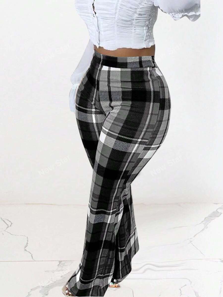 Plus Size High-waisted Plaid Pants | SHEIN USA