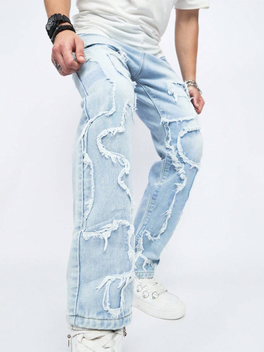 Manfinity EMRG Men's Frayed Edge Jeans | SHEIN USA