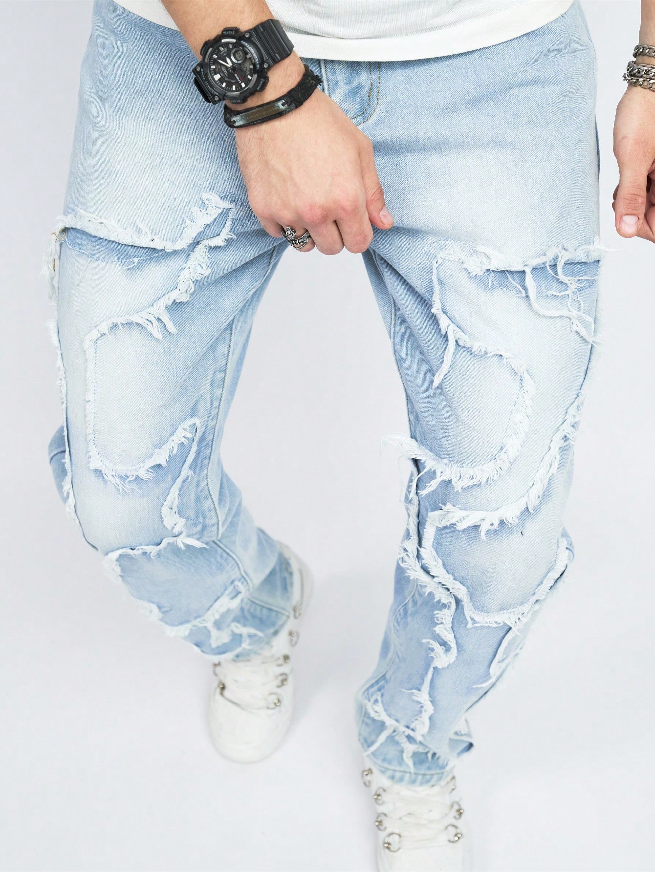 Manfinity EMRG Men's Frayed Edge Jeans | SHEIN USA