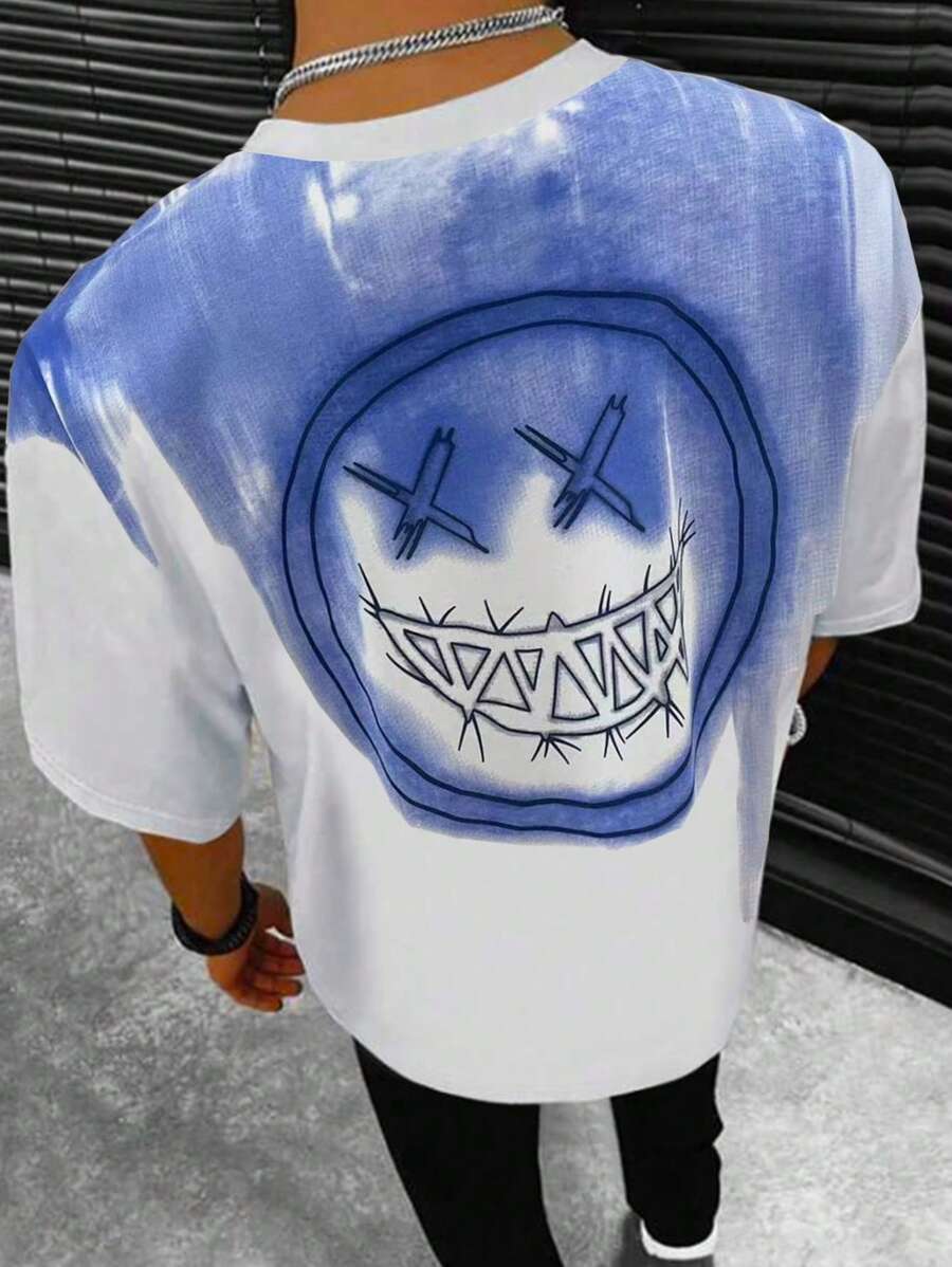 Manfinity EMRG Men's Oversized T-Shirt With Cartoon Face Print And ...