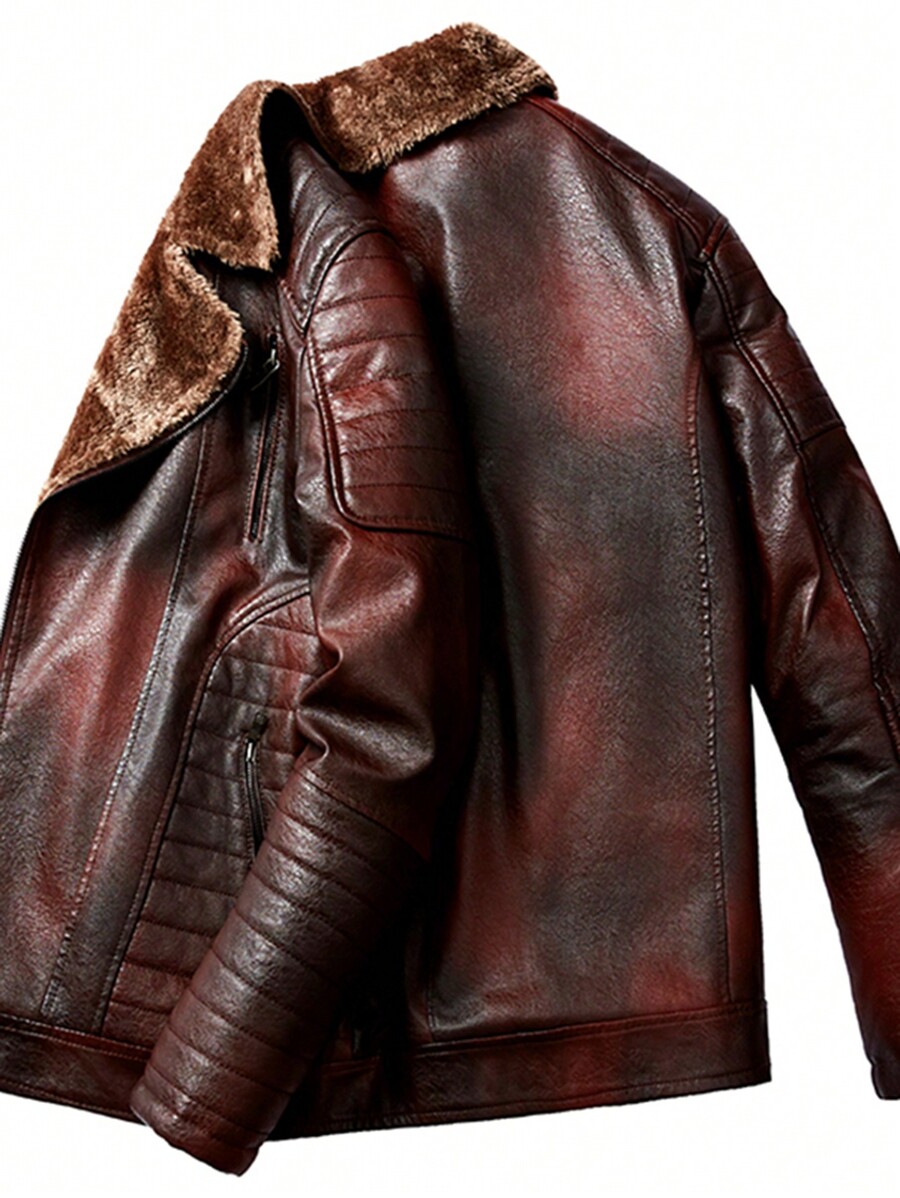 Men's Motorcycle Racing Pu Leather Jacket | SHEIN USA