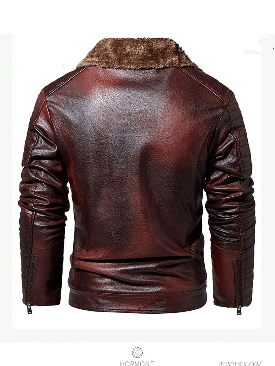 Men's Motorcycle Racing Pu Leather Jacket | SHEIN USA