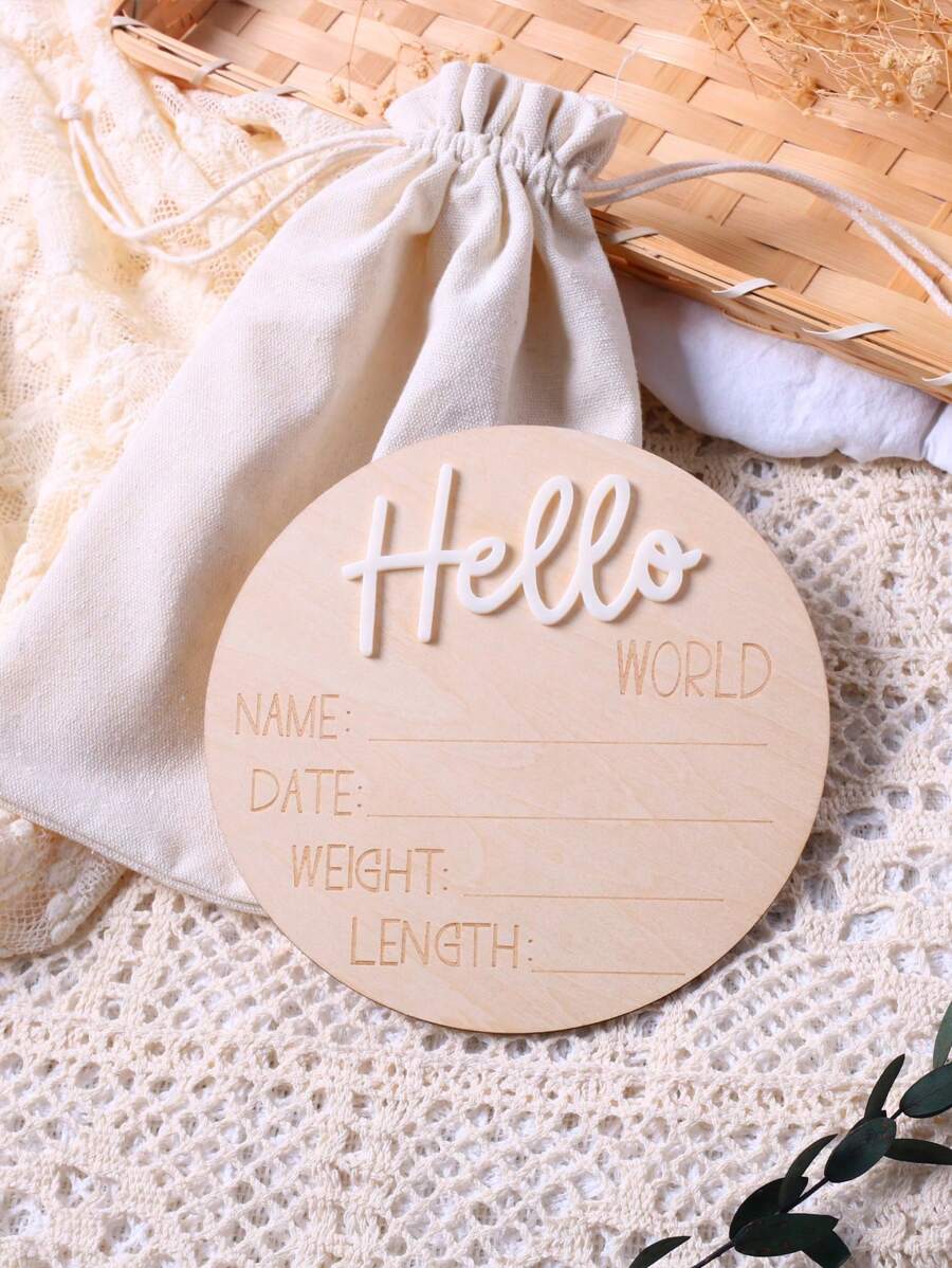 SHEIN Newborn Baby Boy Milestone Wooden Plaque, Hello World Birth ...