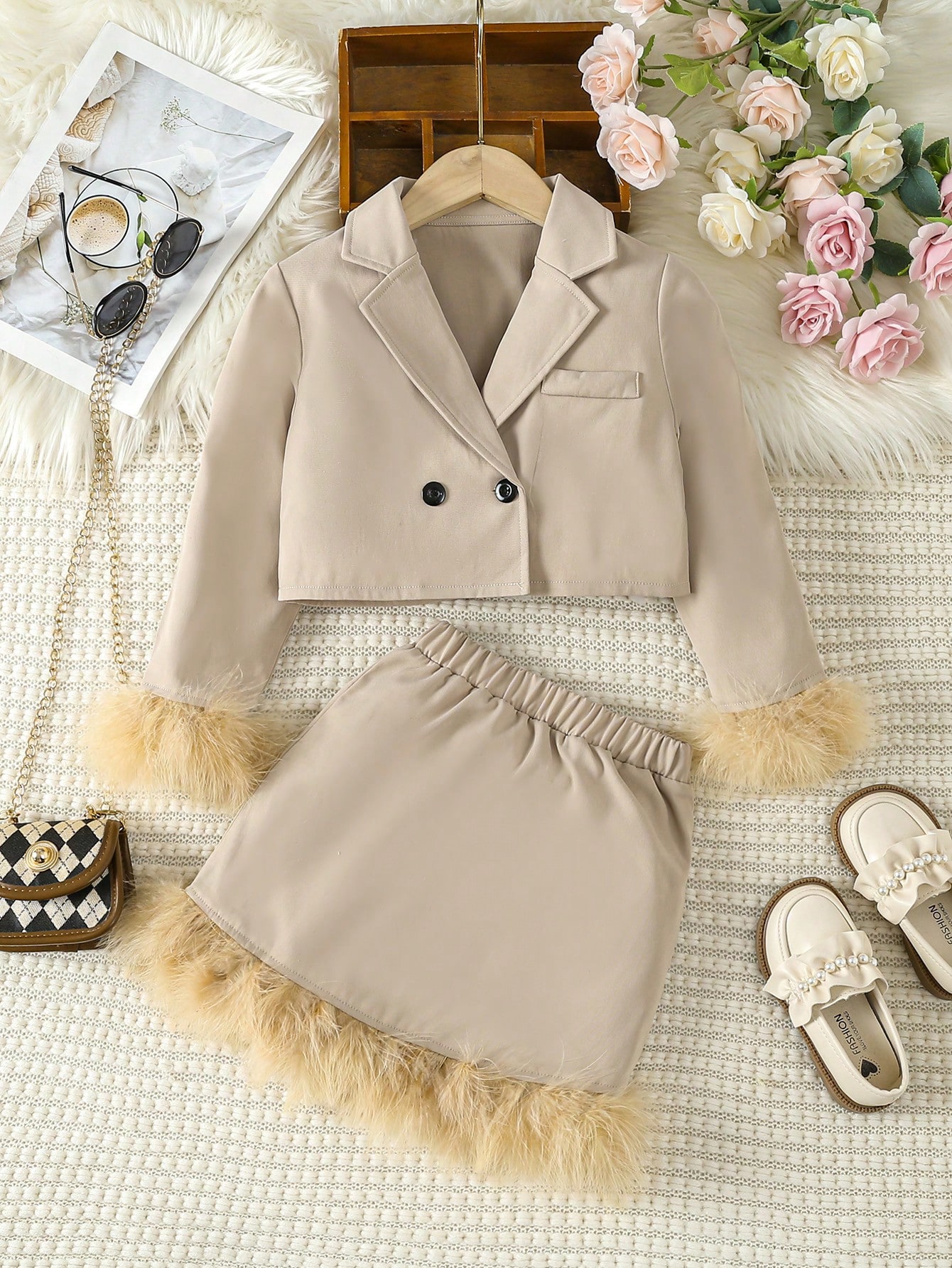 SHEIN Liten Tjejer Elegant Kvalitet Ullblandning Kostym Jackor Och A ...