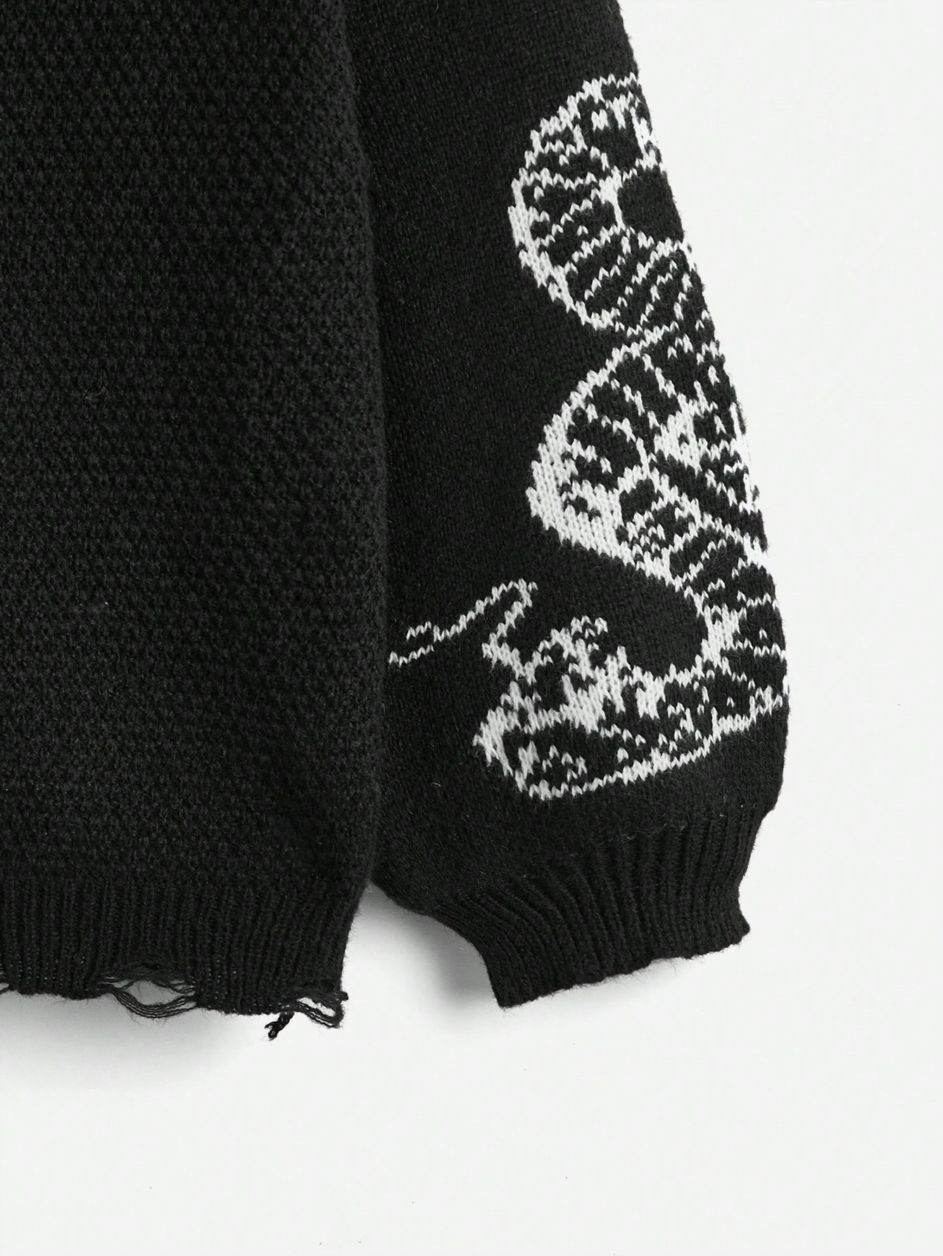 ROMWE Goth Women's Irregular Collar Snake Pattern Pullover Sweater ...