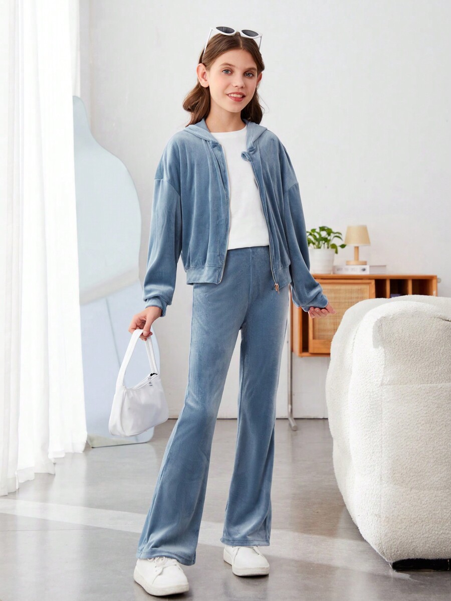 SHEIN Kids EVRYDAY Tween Girls Hooded Loose Fit Solid Color Casual ...