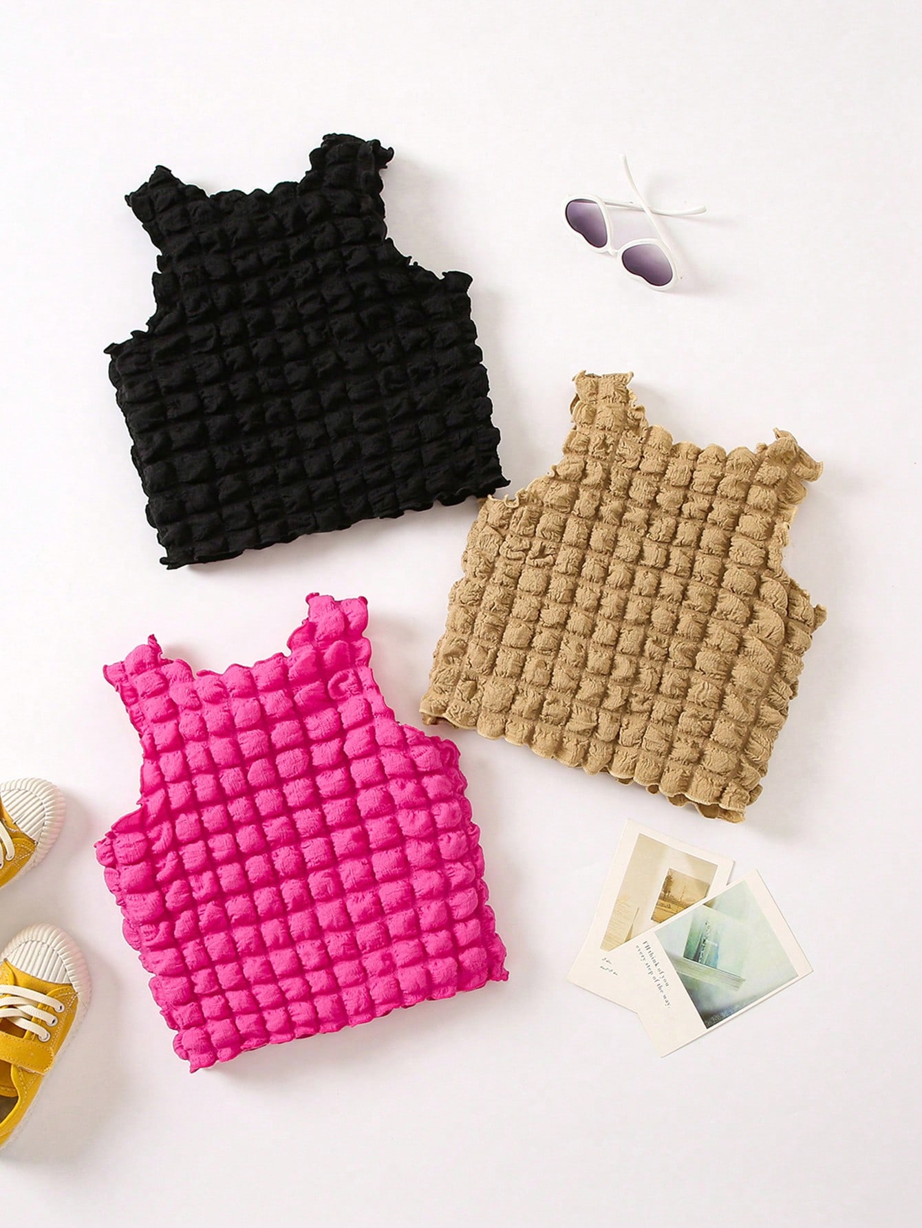 SHEIN Young Girl's Popcorn Tank Tops Set Of 3 For Summer | SHEIN UK