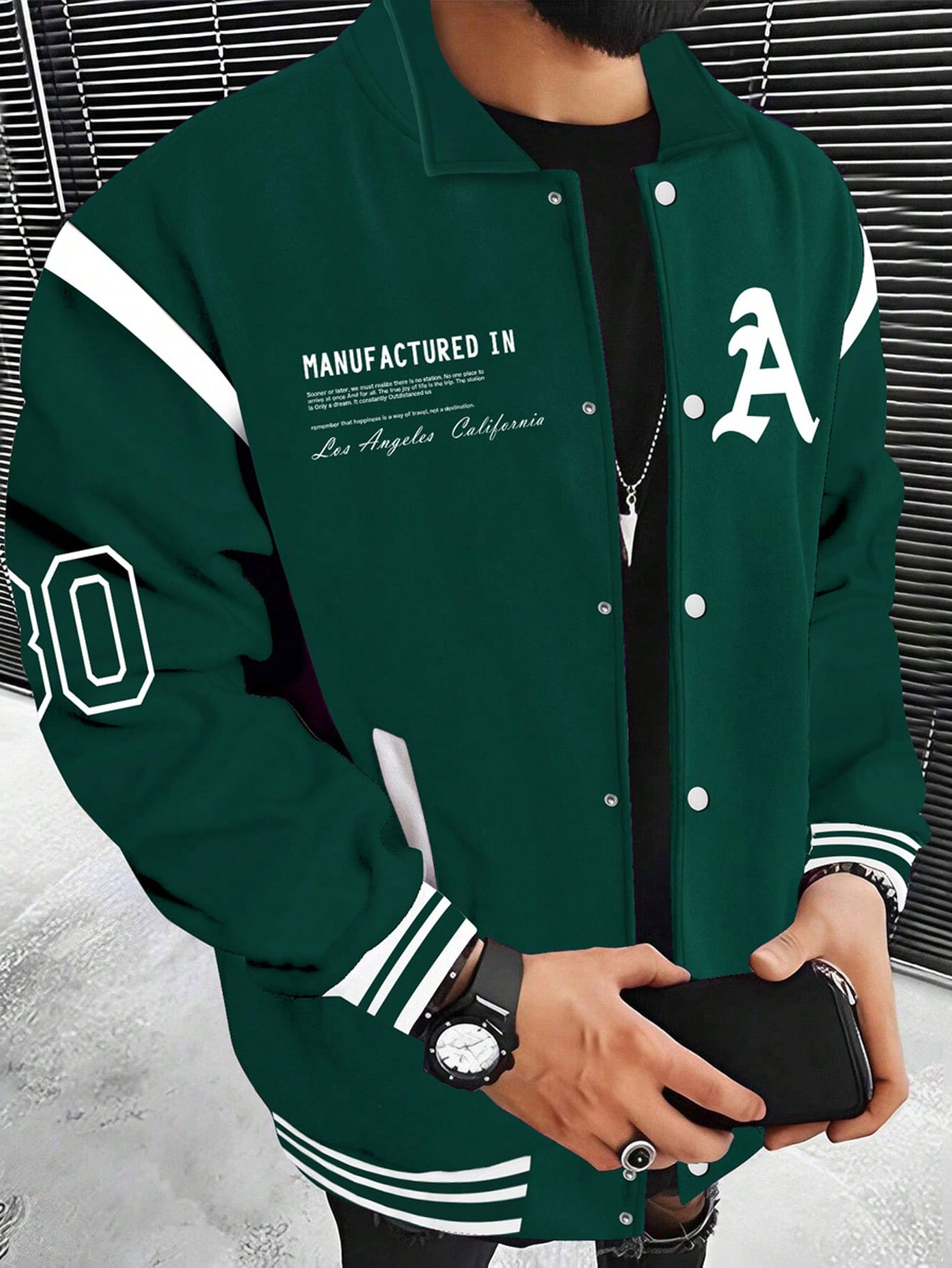 Manfinity Men's Plus Size Printed Long Sleeve Jacket With Slogan ...