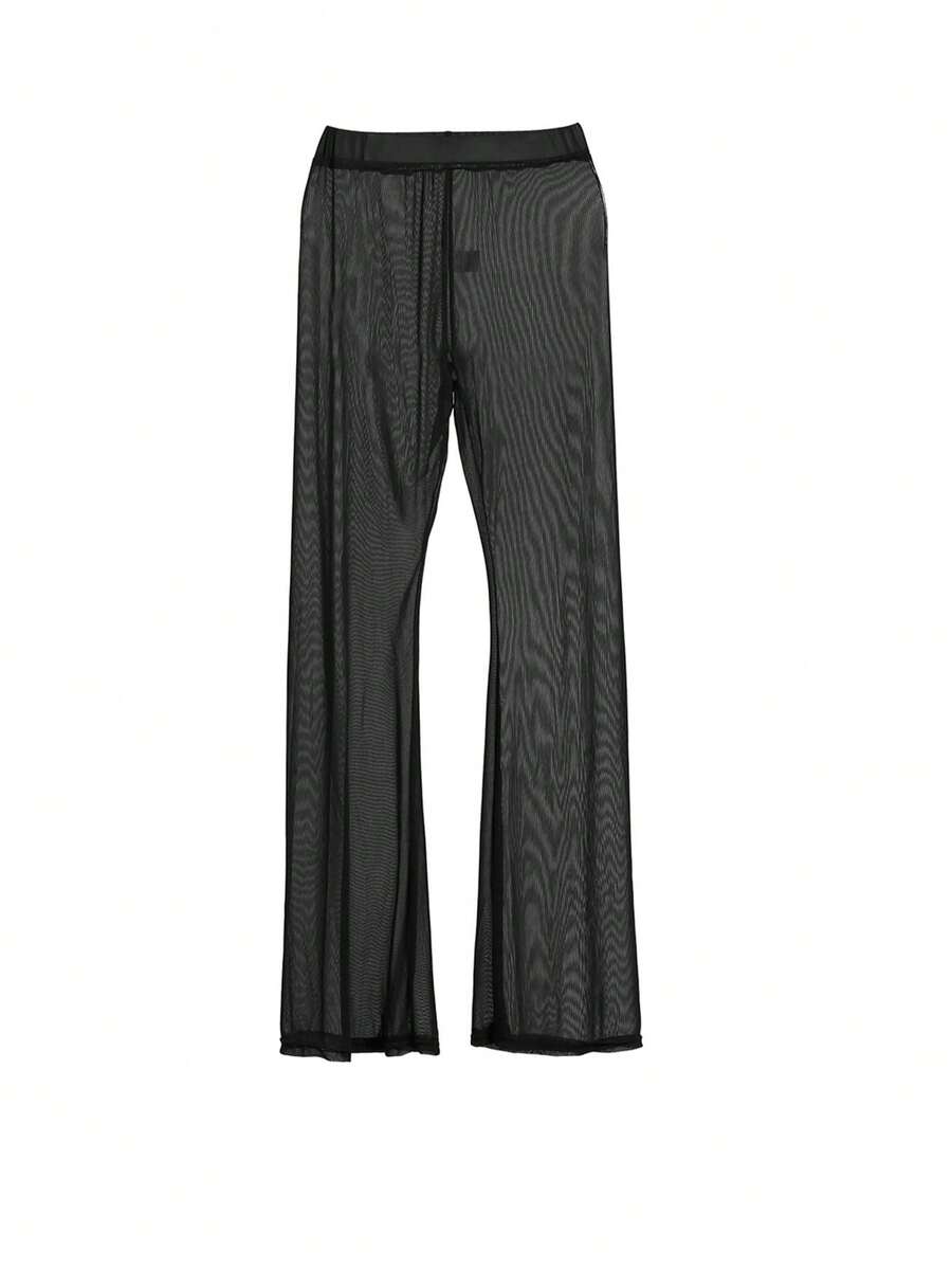 Women's Semi-Transparent Black Beach Pants | SHEIN USA
