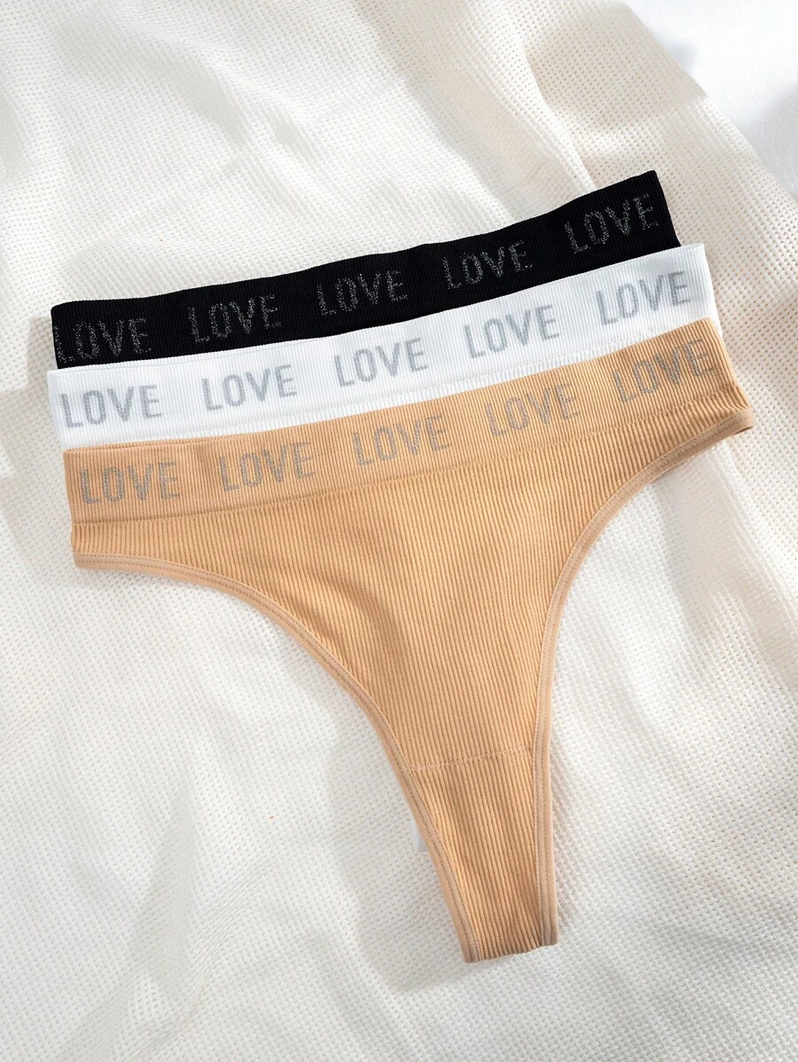 3pcs/set Underwear Thongs With Letter Prints | SHEIN South Africa