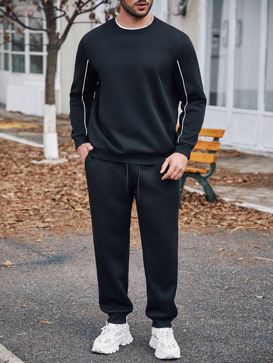 SHEIN Manfinity Homme Men's Plus Size Color Block Rolled Hem Sweatshirt ...