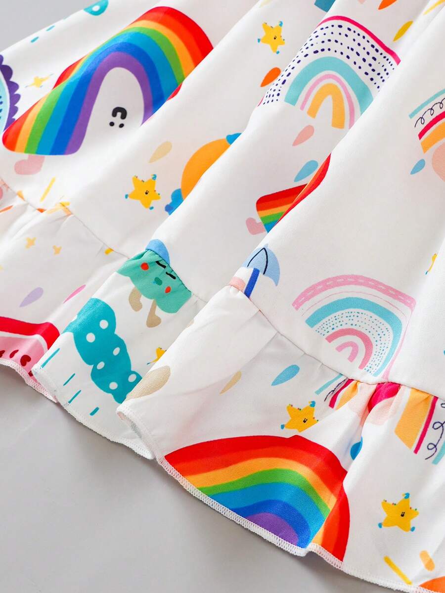 SHEIN Girls' Cute And Fun Graffiti Print Gathered Waist Dress | SHEIN UK