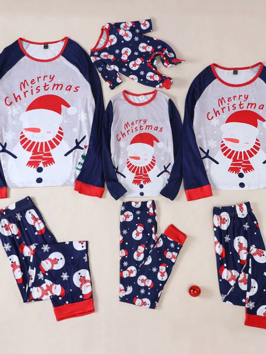 Children's Christmas Snowman Printed Pajamas, Family Matching Outfits ...
