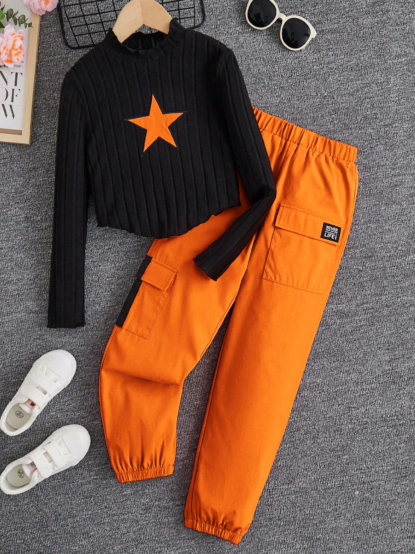 SHEIN Tween Girl Cool & Personalized Knitted Stand Collar Long Sleeve ...