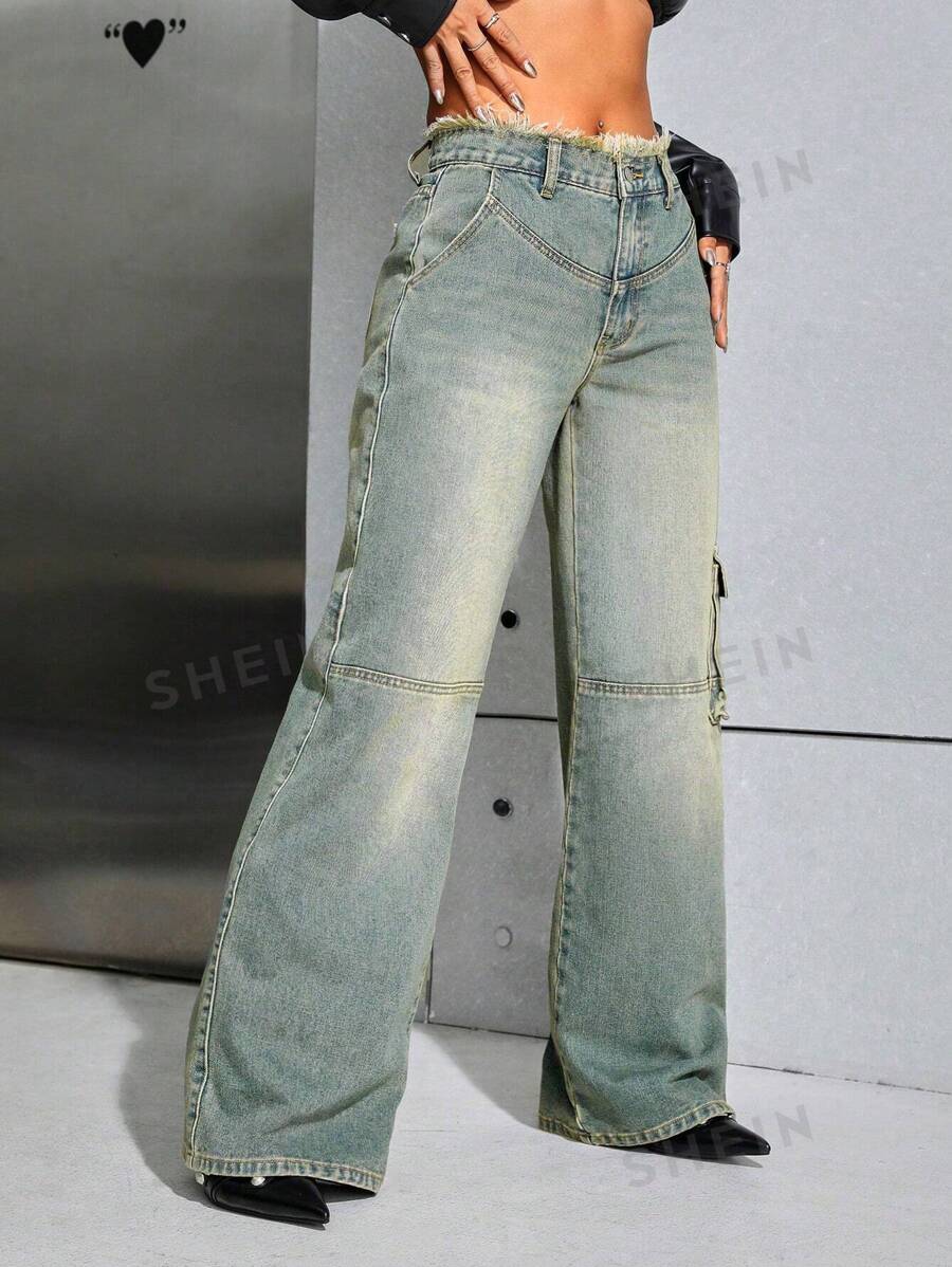 SHEIN ICON Flap Pocket Cargo Jeans | SHEIN USA