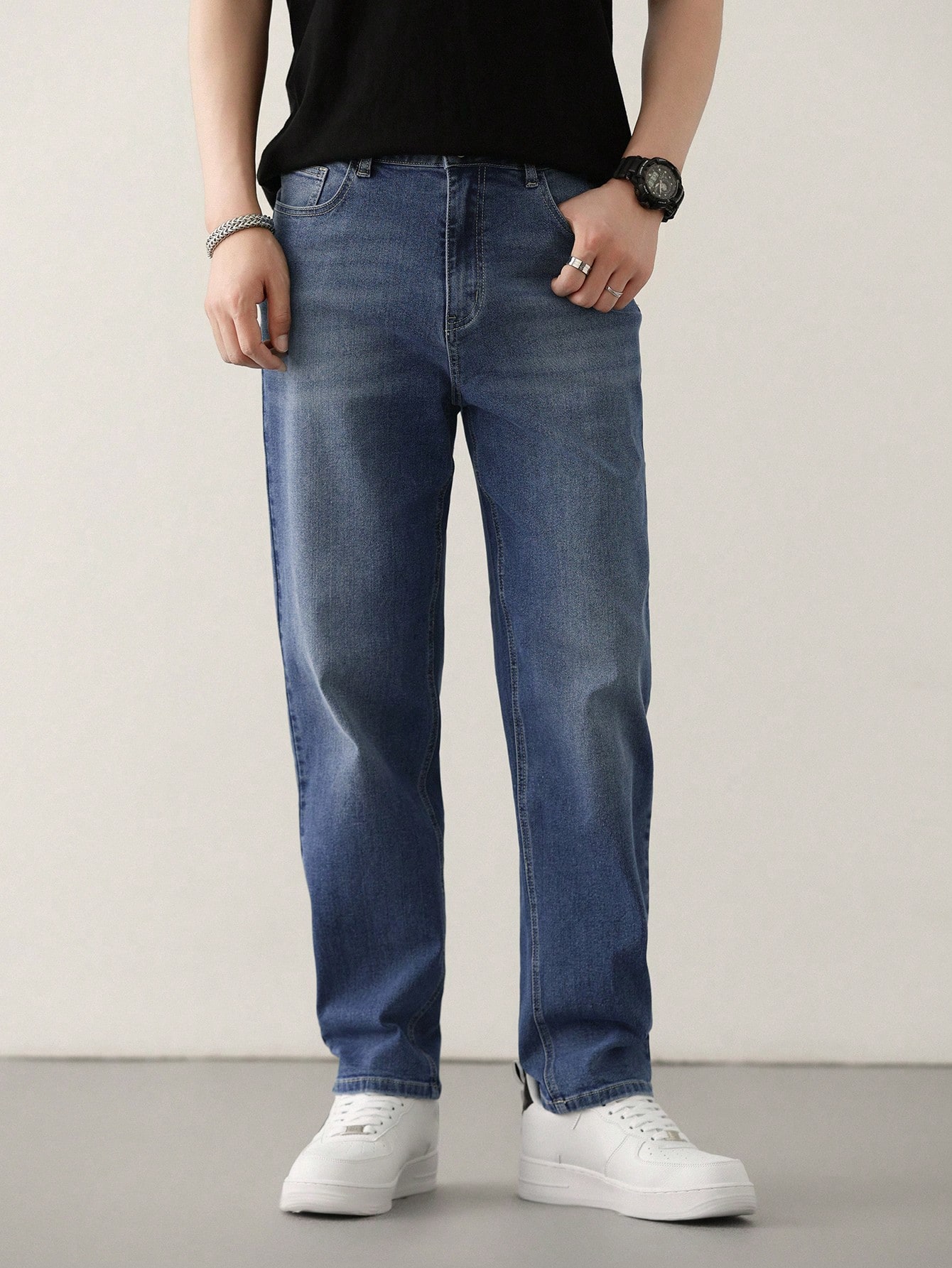 DAZY Men's Blue Washed Denim Jeans | SHEIN USA