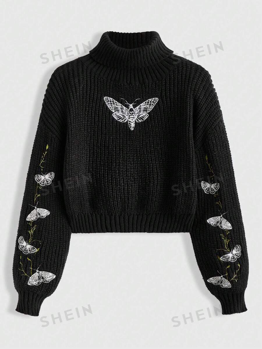 ROMWE Goth Women's Black Pullover Sweater | SHEIN USA