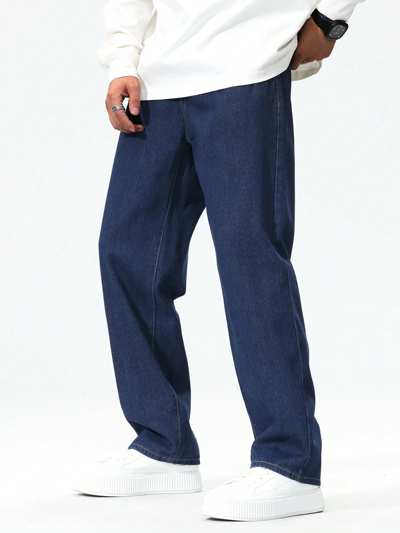 Men's Loose & Straight Leg Jeans With Slanted Pockets | SHEIN USA