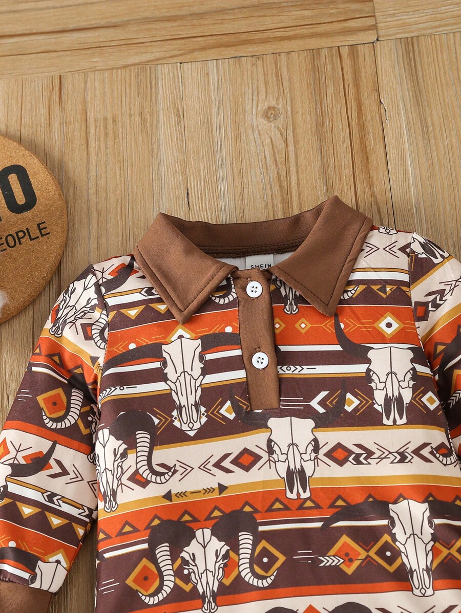Baby Boy Cow Print Polo Bodysuit | SHEIN USA