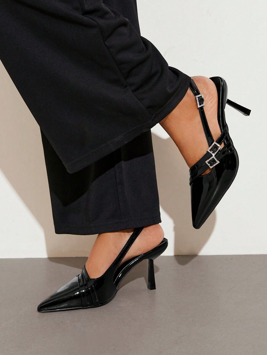 CUCCOO CHICEST Black High Heels Shoes With Pointed Toe And Hollow Out ...