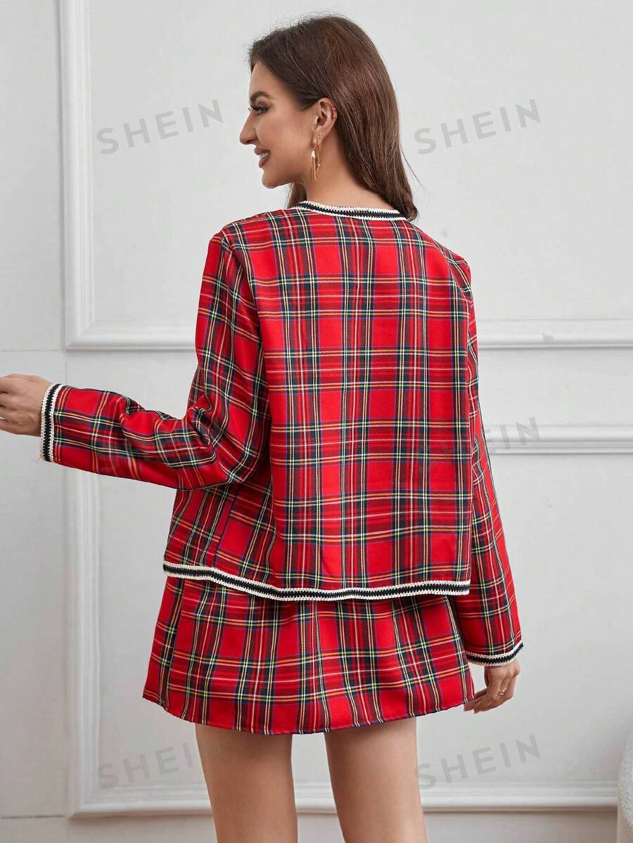 SHEIN Unity Women's College Style Suit: Blazer And Pleated Skirt | SHEIN UK