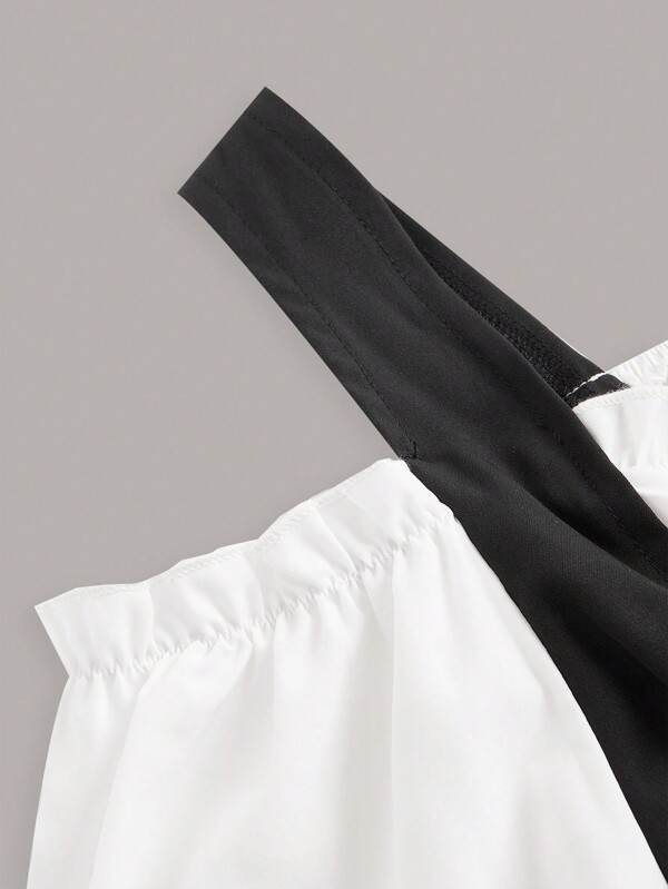 SHEIN MOD Plus Size Women's False Two Piece Front Tie Shirt | SHEIN EUR