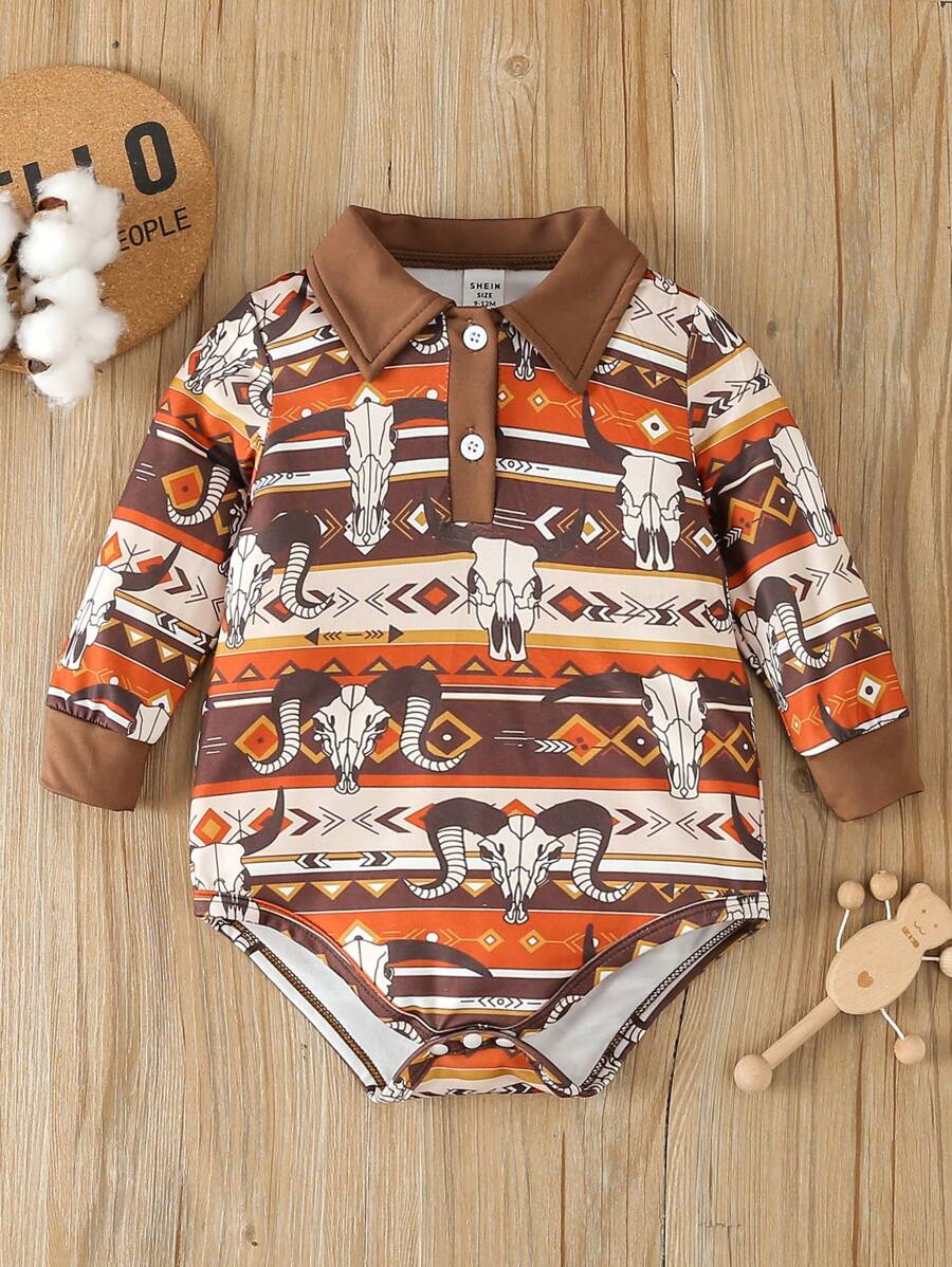 Baby Boy Cow Print Polo Bodysuit | SHEIN USA