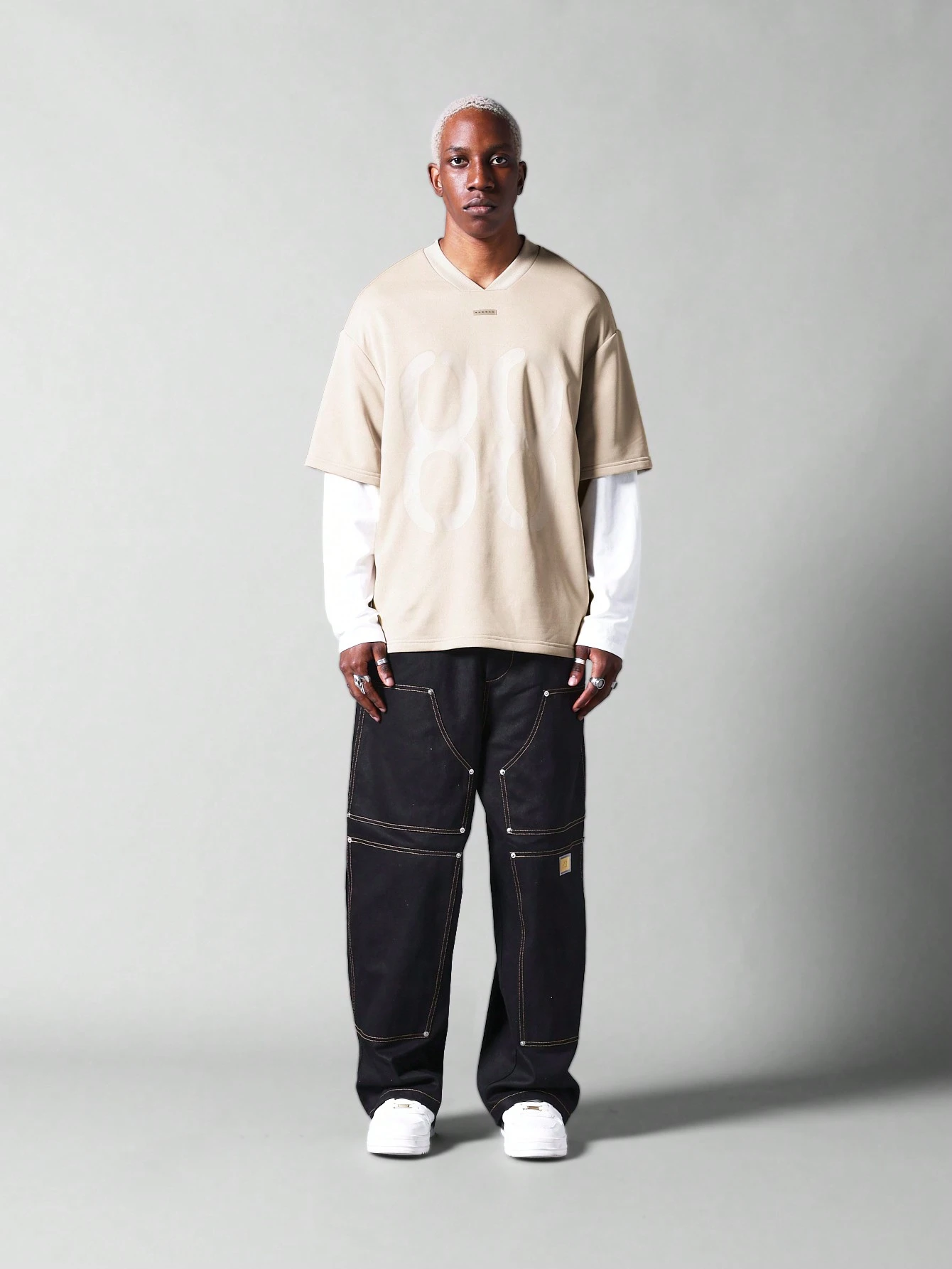 SUMWON Double Layer Long Sleeve Tee With Front Print | SHEIN USA