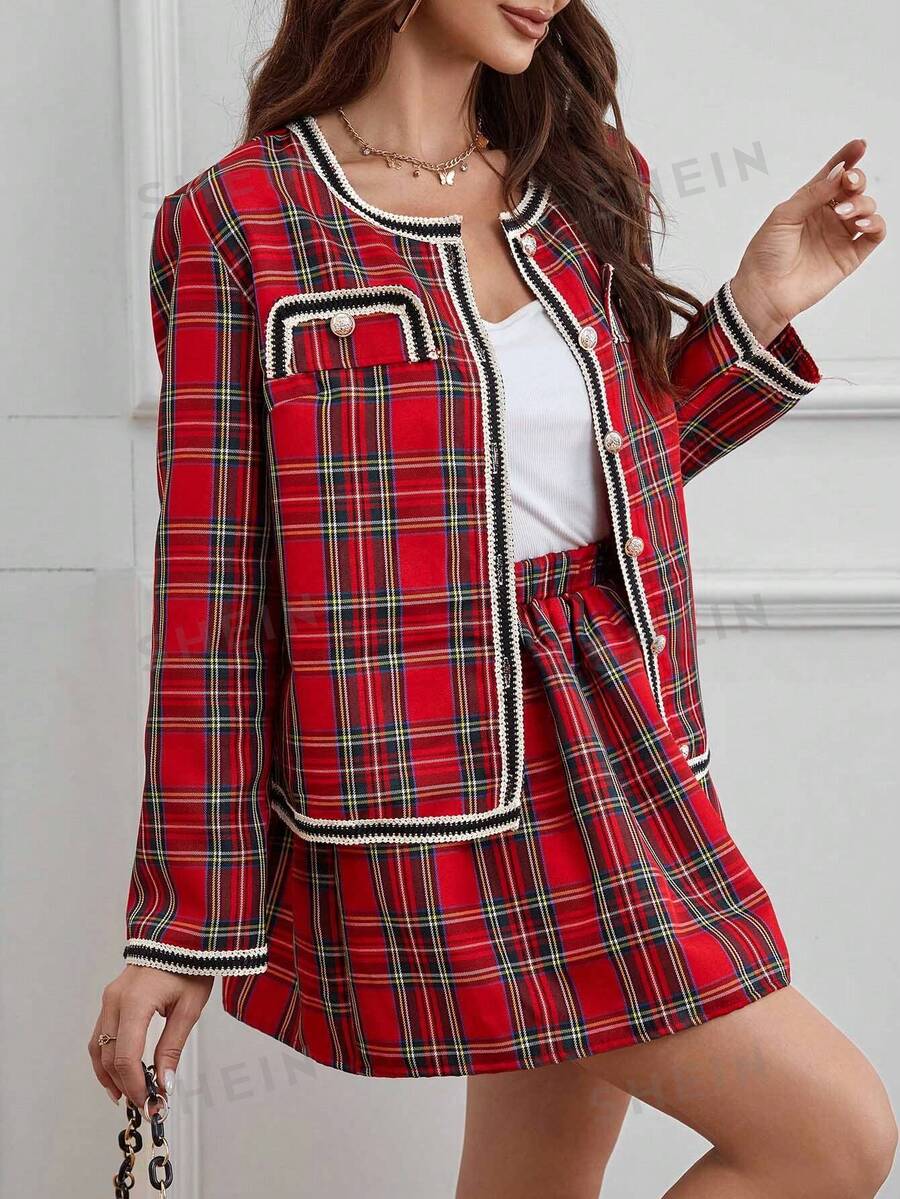 SHEIN Unity Women's College Style Suit: Blazer And Pleated Skirt | SHEIN UK