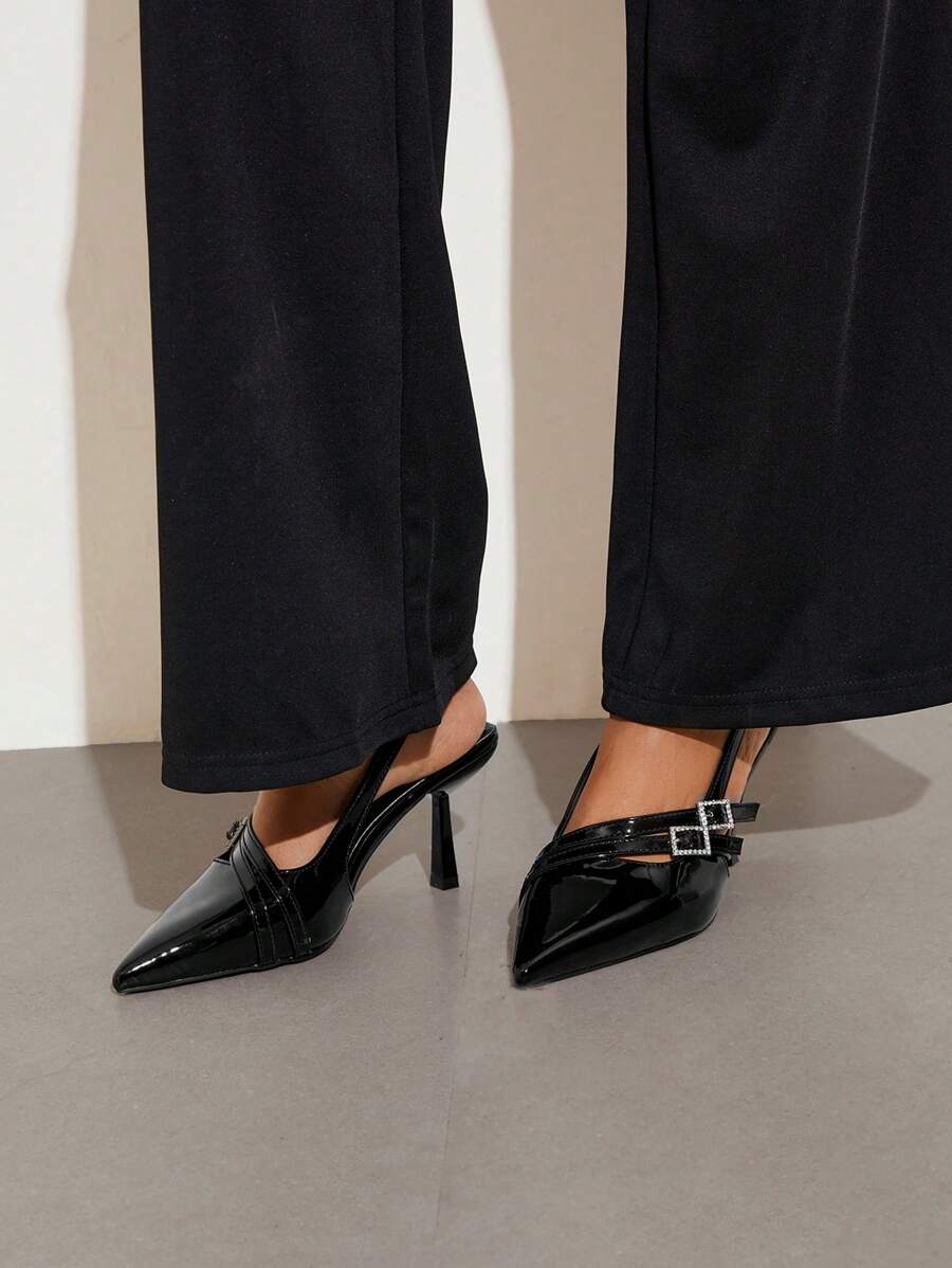 CUCCOO CHICEST Black High Heels Shoes With Pointed Toe And Hollow Out ...