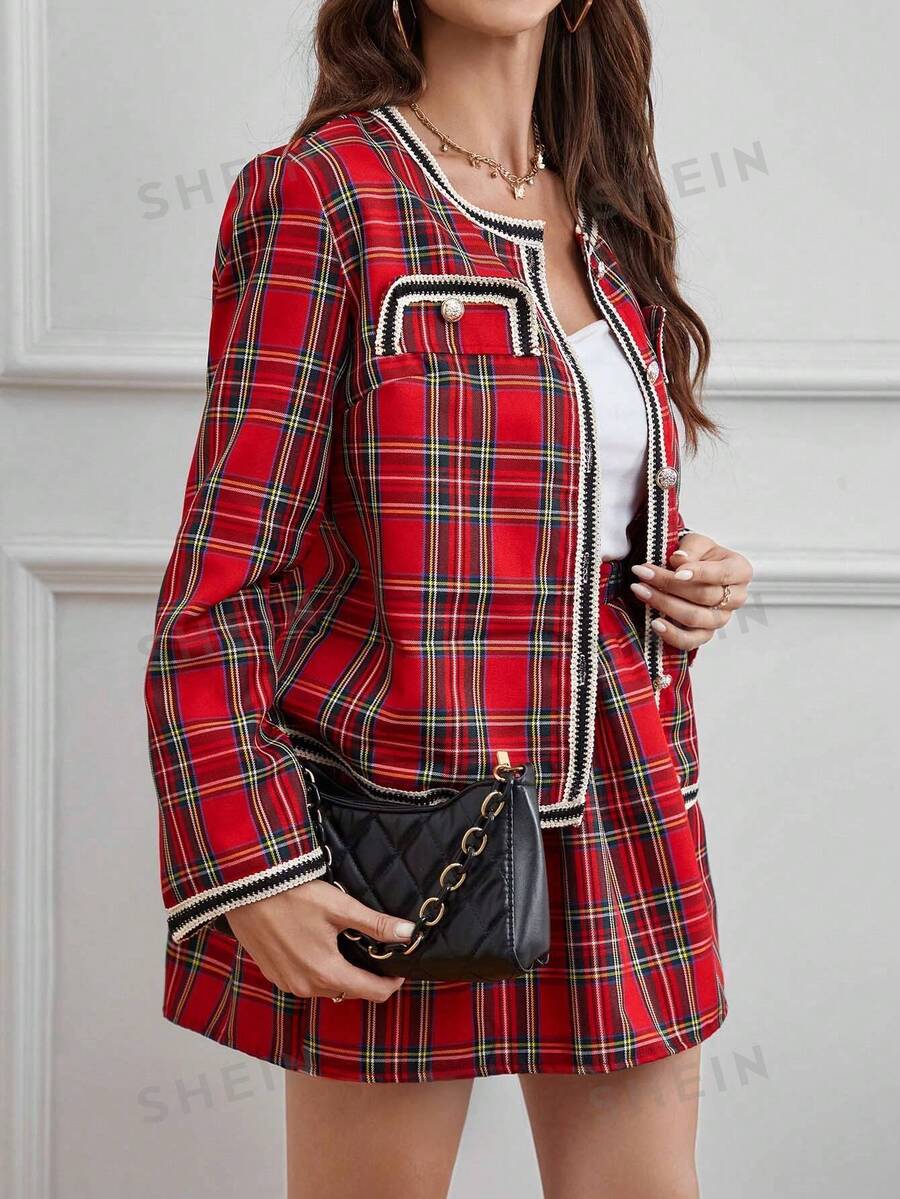 SHEIN Unity Women's College Style Suit: Blazer And Pleated Skirt | SHEIN UK