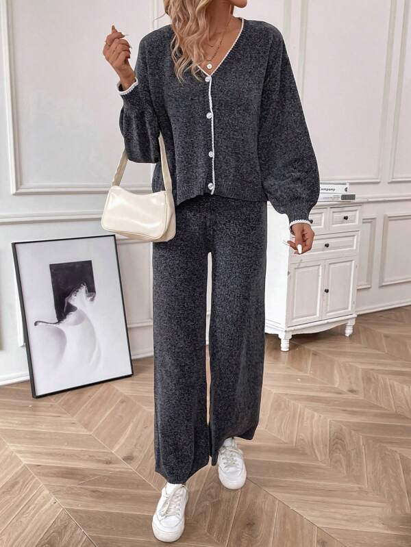 SHEIN LUNE Women's Contrasting Colors Loose Drop Shoulder Sweater Two ...