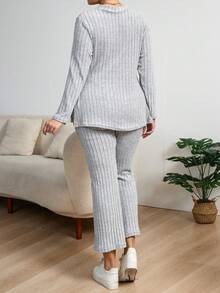 Calvaya Women's Plus Size Ribbed Knit Two Piece Set | SHEIN USA