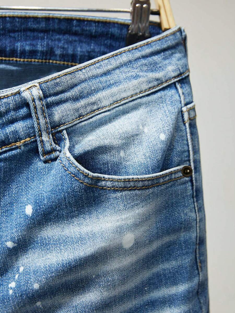 Manfinity LEGND Men's Distressed Denim Shorts Jorts Plain Light Blue ...