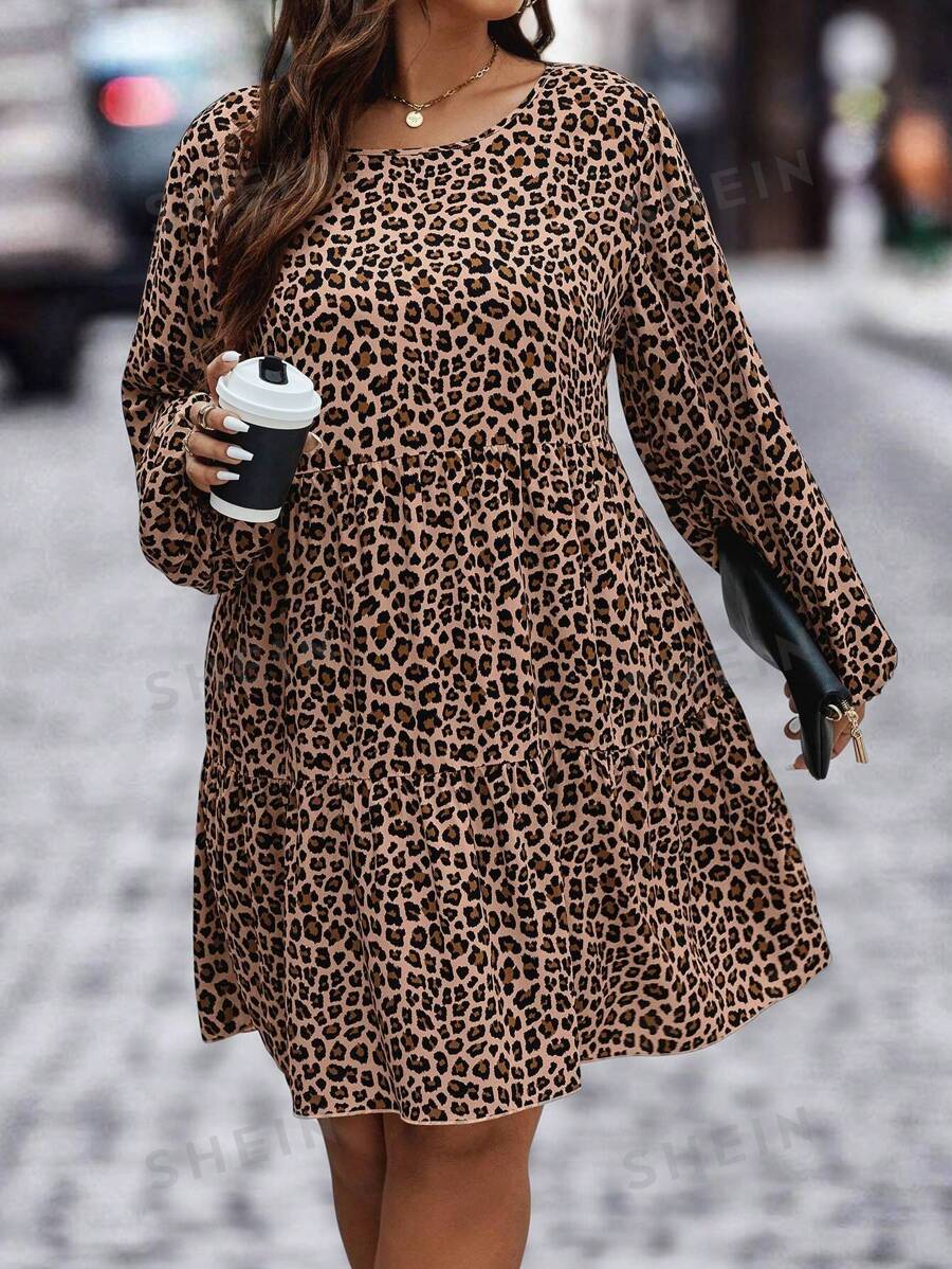 SHEIN CURVE+ Women's Plus Size Leopard Print Dress | SHEIN Singapore