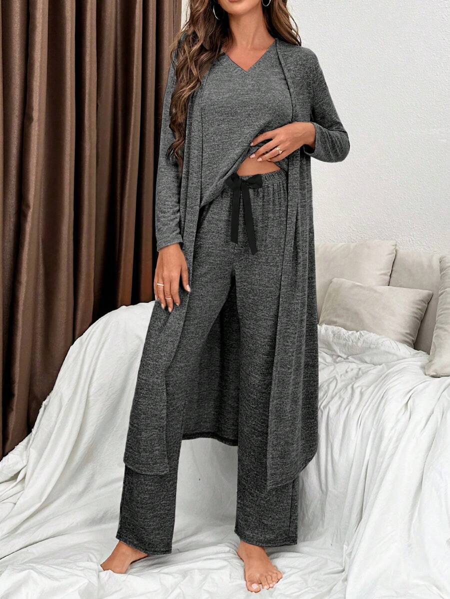 Ladies' Solid Color Home Clothes Set Outfit, Fall Clothes | SHEIN USA