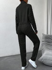 EMERY ROSE Set Di Maglia A Collo Alto A Maglia Di Cavo Con Colore Tinta ...