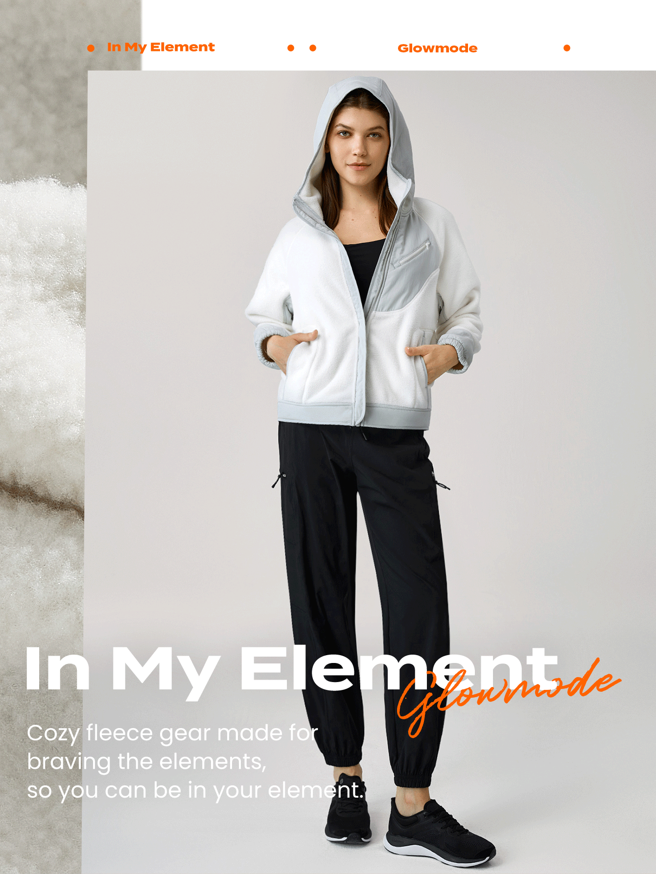 GLOWMODE Polar Fleece Go Beyond, entspannte Kapuzenjacke mit Tasche ...