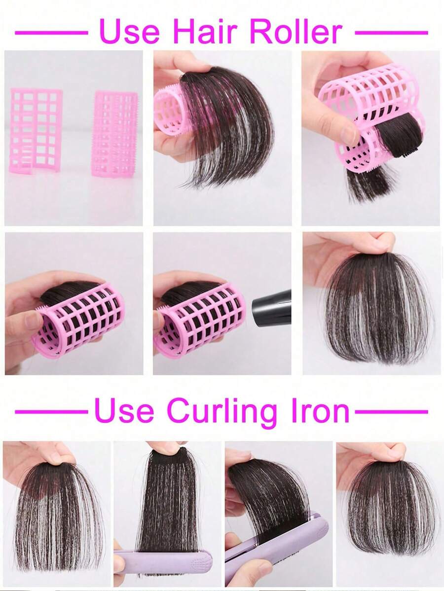 SHEIN Colored Human Hair Air Bangs Light Brown Bangs Clip In Hair ...