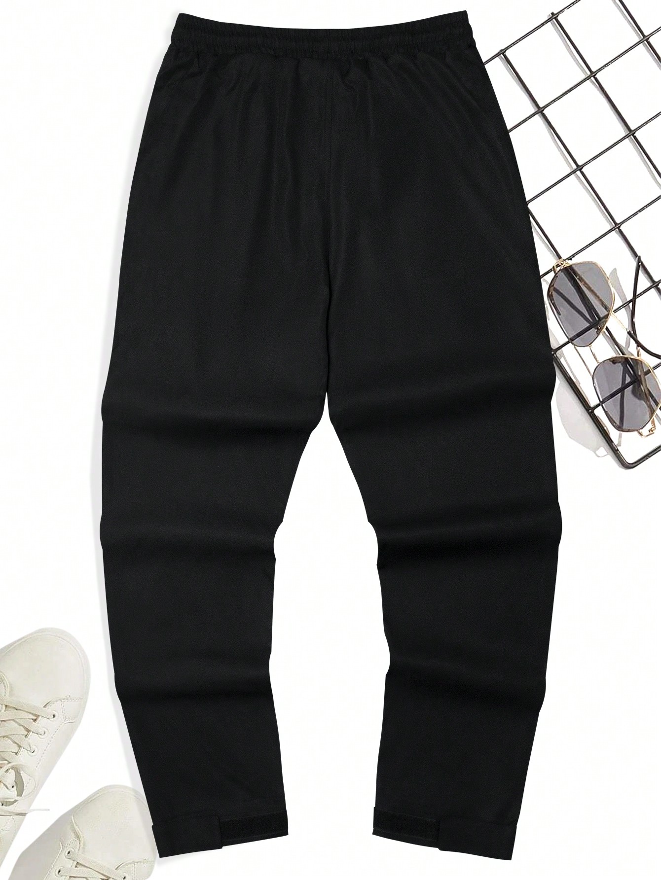 Manfinity Men Letter Patched Detail Flap Pocket Side Drawstring Waist