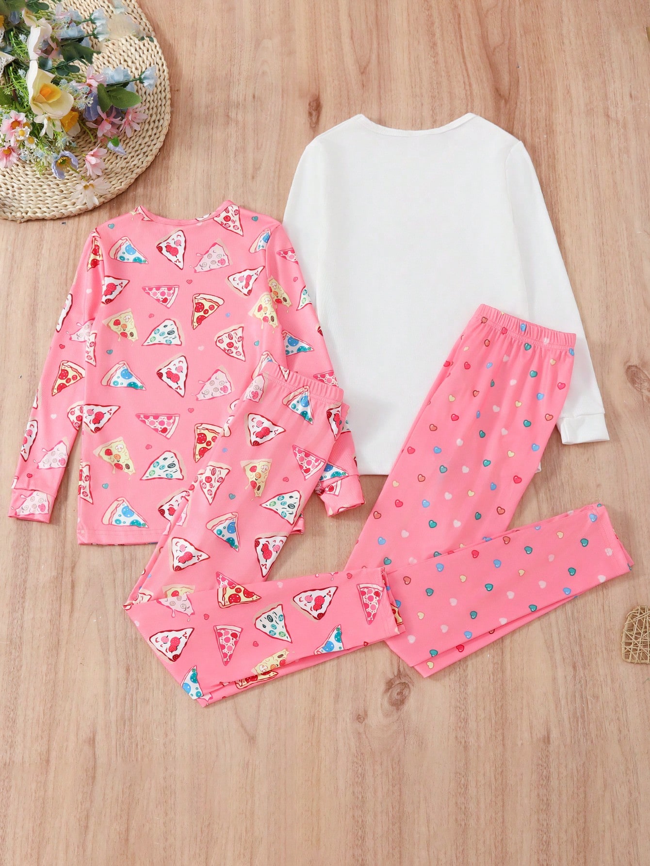 SHEIN Funny Pizza Patterned Compression Snug Fit Home Wear Set For ...