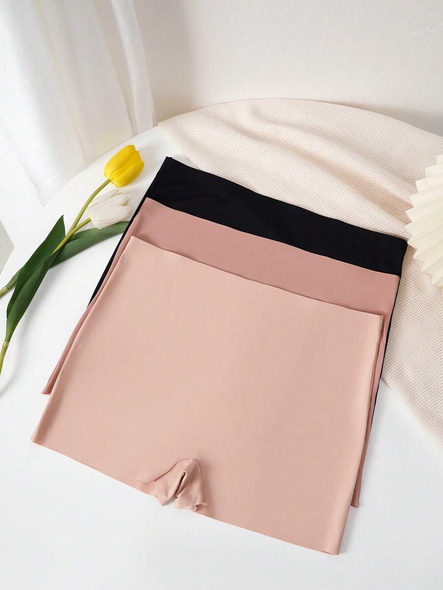 Snug Zone 3pcs/pack Plus Size Seamless Solid Color Boxers | SHEIN USA