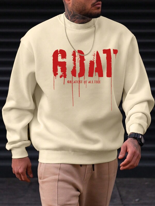 Manfinity Men's Plus Size Letter Printed Fleece Hoodie | SHEIN USA