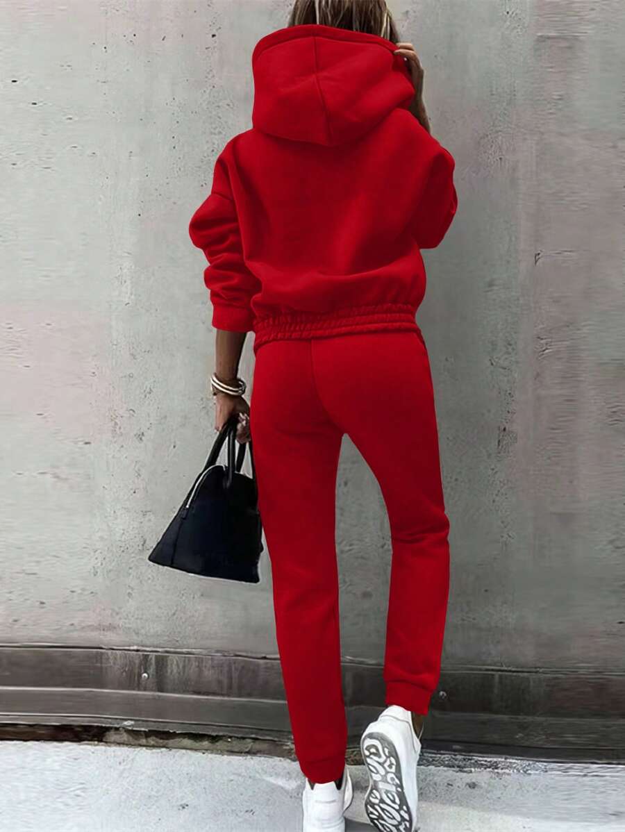 INAWLY Women's Solid Color Hoodie And Pants Two Piece Tracksuit | SHEIN UK